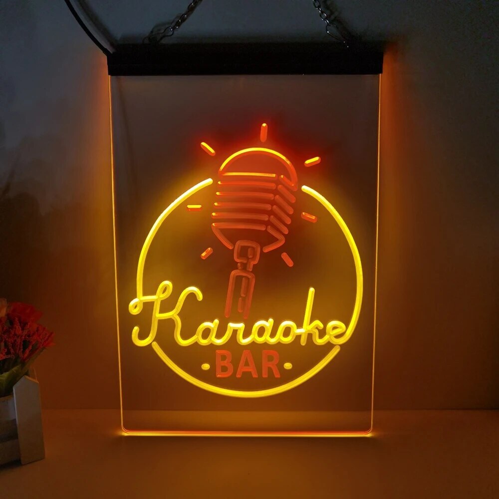 Karaoke Bar Microphone LED Neon Light Sign Home Man Cave Pub Wall Art ...