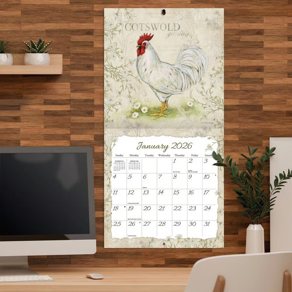 Wells Street by Lang, Roosters 2026 Wall Calendar, 12'' X 12'', 12 ...
