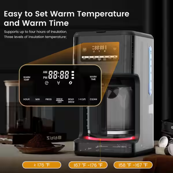 14-Cup Coffee Maker with Carafe Auto Brew Timer Stainless Silver | eBay
