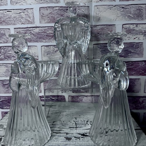 Vintage Avon 24% Lead Crystal Glass Praying Angels Candle Holders Set ...