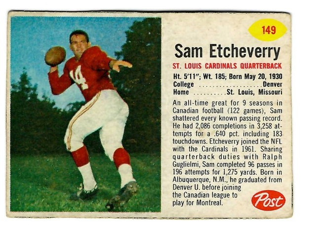 1962 Post - #149 Sam Etcheverry for sale online | eBay