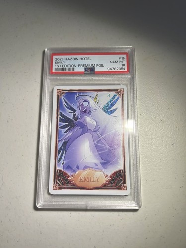 PSA 10 EMILY Hazbin Hotel 1st Edition Trading Card White Holo Foil GEM ...