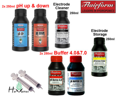 pH Buffer 4.0 & 7.0 pH up & down Electrode Storage Electrode Cleaner ...