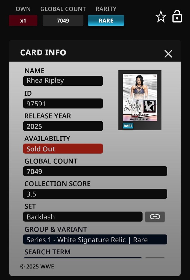 WWE Topps Slam Digital Card Rhea Ripley Auto/Relic - - Backlash 25 | eBay