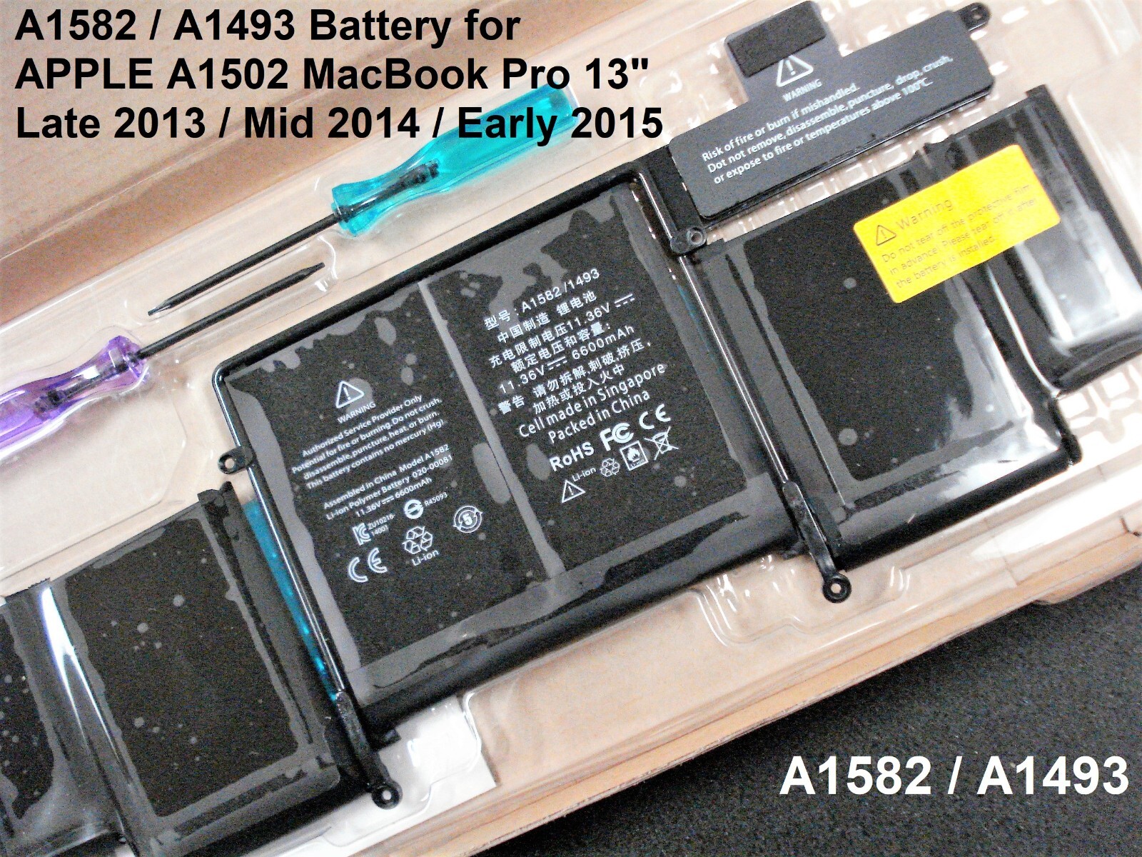 A1582 A1493 Battery fits all 2013 2014 2015 APPLE A1502 MacBook Pro 13 ...