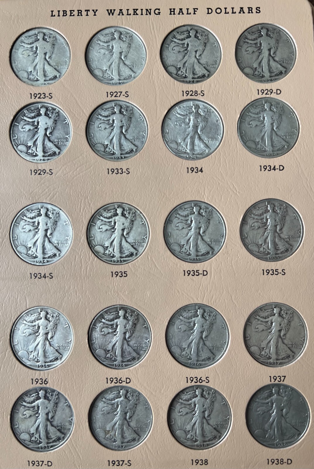 63 WALKING LIBERTY HALF DOLLARS 1916-PD, 1917-S, 1921, 1938-D WALKER ...