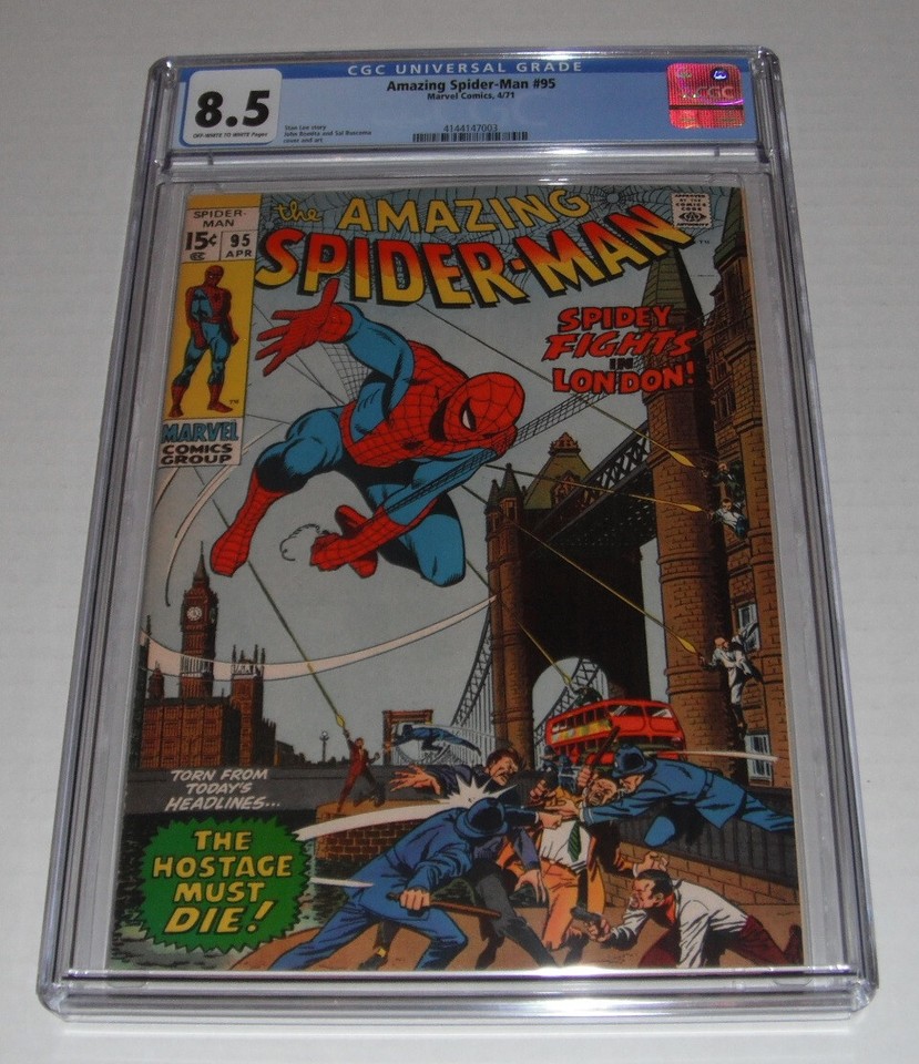 Amazing Spider-Man # 95..CGC Universal slab 8.5 VF+ grade...1971 comic ...