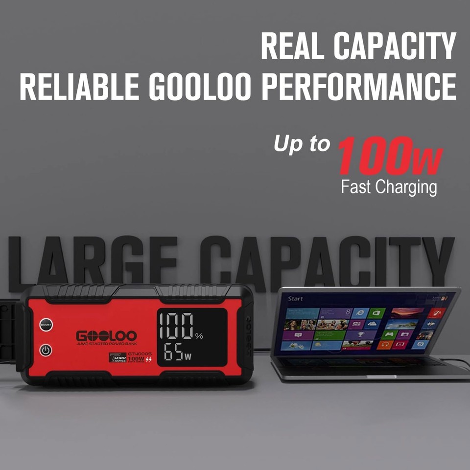 ⏫GOOLOO 4000A Car Jump Starter Power Bank 26800mAh Poertable Battery ...