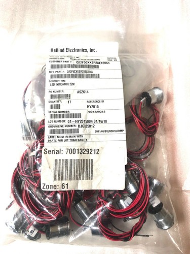 Q22F5CXXSR28EX0065 APEM 22mm IP67 28VDC LED RED W/HEX AND WASHER LOT OF ...