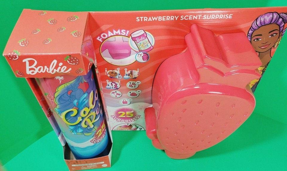 NEW 2020 Barbie Color Reveal Foam Doll & Pet Strawberry Scent 25 ...