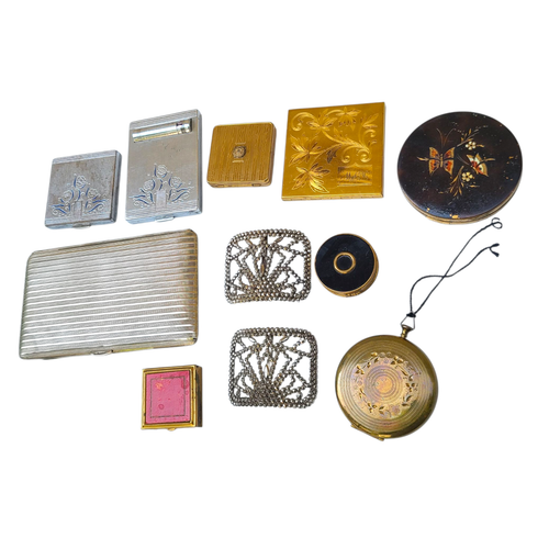Lot Vintage Powder Compacts Makeup Lipstick Gold Silver Cigarette Case ...