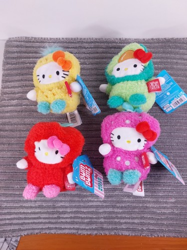 Bum Bumz HELLO KITTY 4.5" Plush SET Of 4 Strawberry Apple Pineapple ...