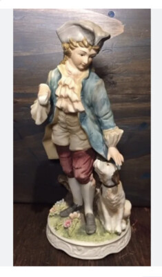 Porcelain Figurine Classic Gallery Collection C-6639 Dog Colonial Man ...