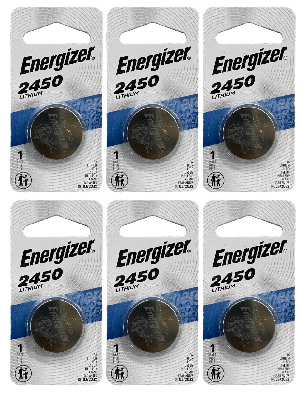 6 Pack New Fresh Energizer ECR2450 CR2450 BR2450 Lithium 3V Battery Exp ...