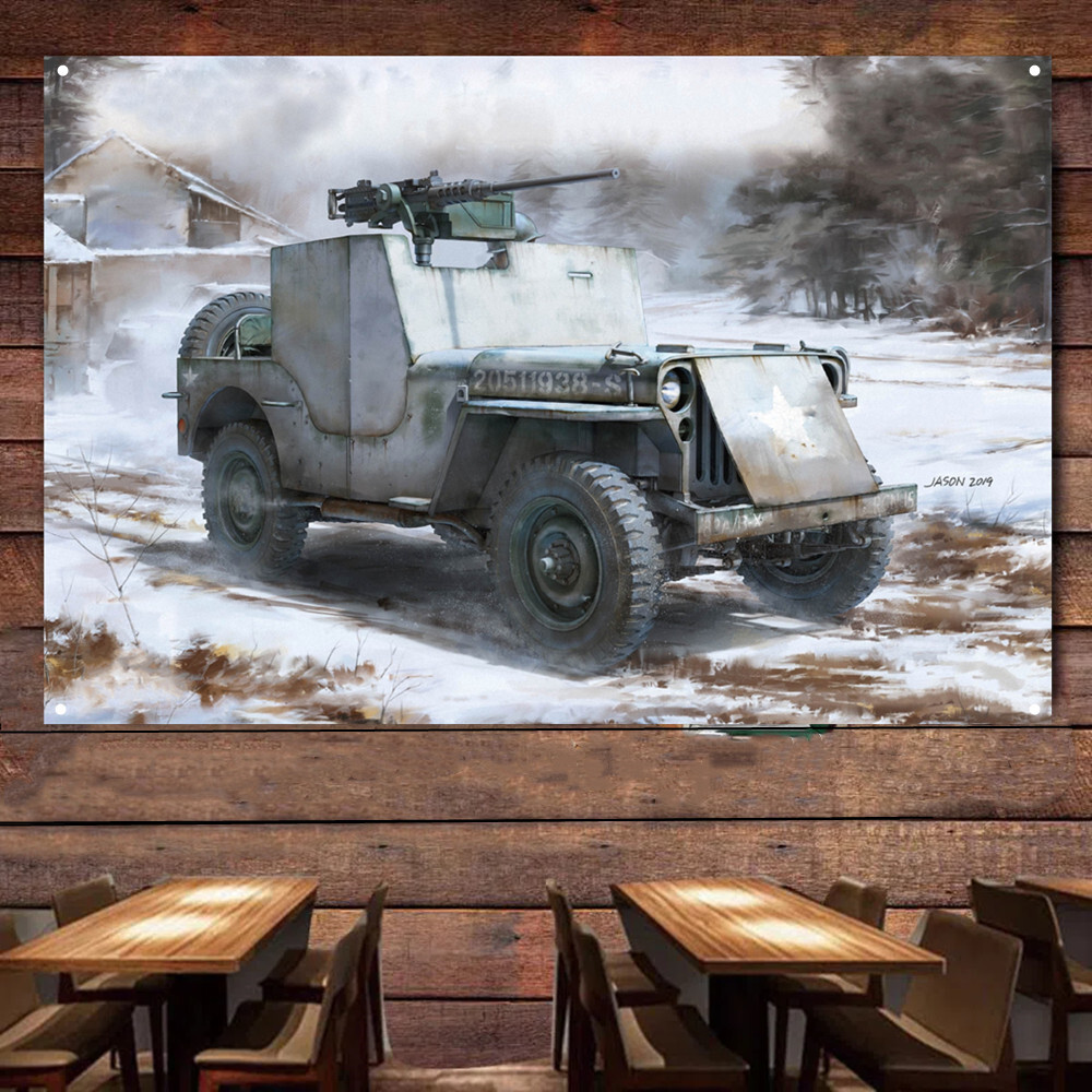 US Army 1 4 Ton Armored Truck Art Poster Wall Hanging Decor Banner ...