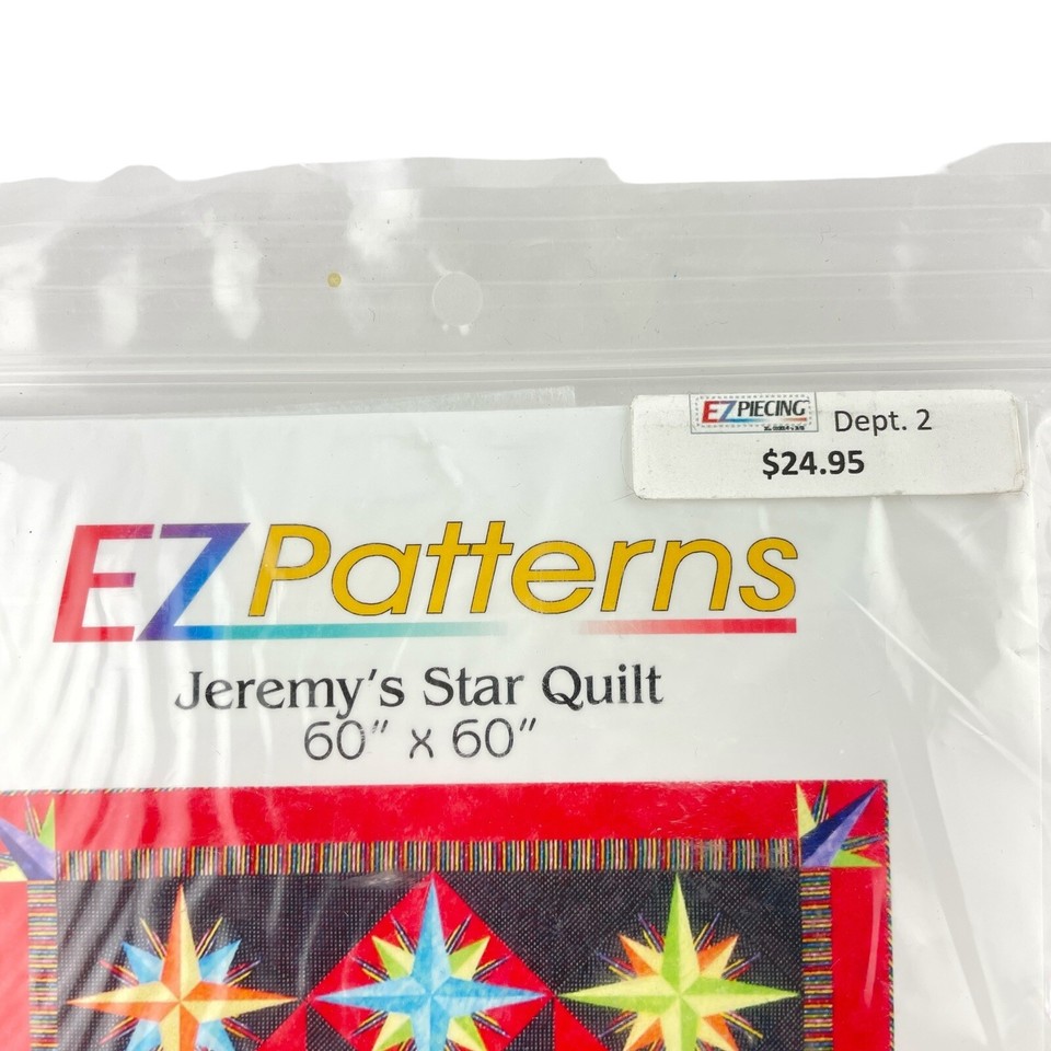 EZ Patterns Jeremy's Star Quilt 60" x 60" Includes Block Foundations | eBay