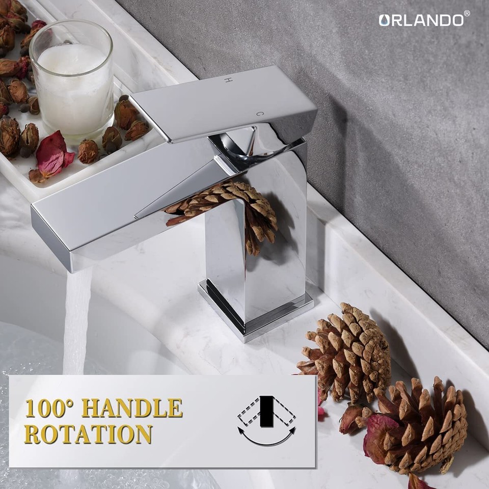 Modern Solid Brass Bathroom Sink Faucet Single Handle Hole Vanity Mixer ...