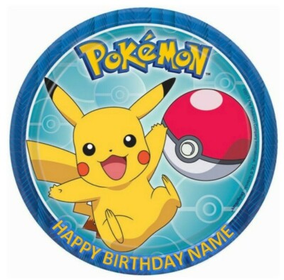 PIKACHU POKEMON Edible Image Birthday Party Cake Topper 19cm Round | eBay