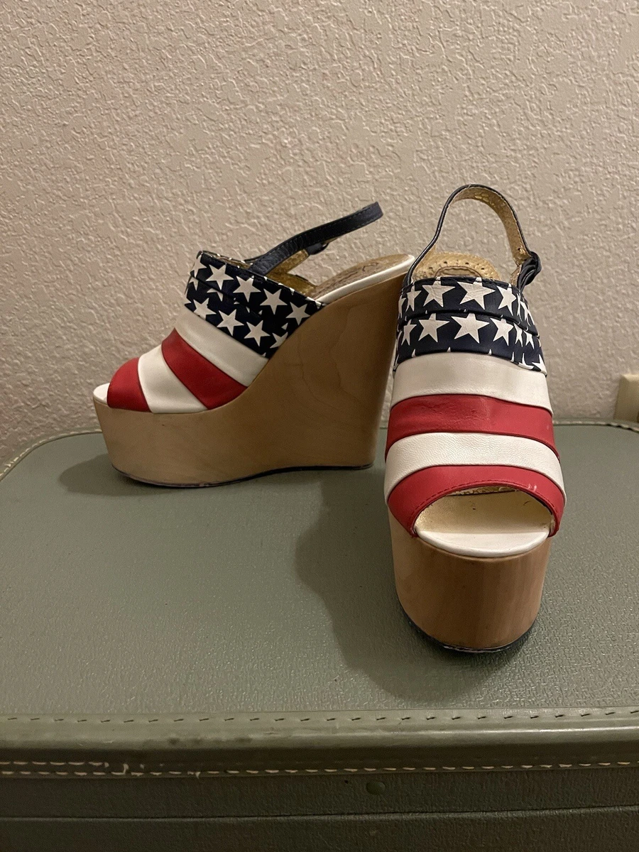 American Flag Wedge Shoes