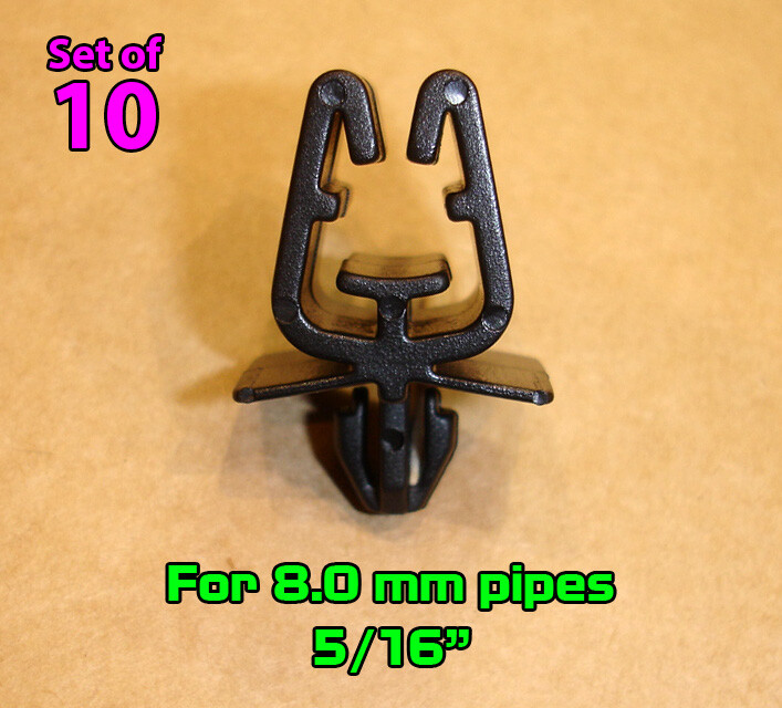 Set of 10 Single Plastic Brake Line Pipe Mounting Holder Clips 8.0mm 5/ ...