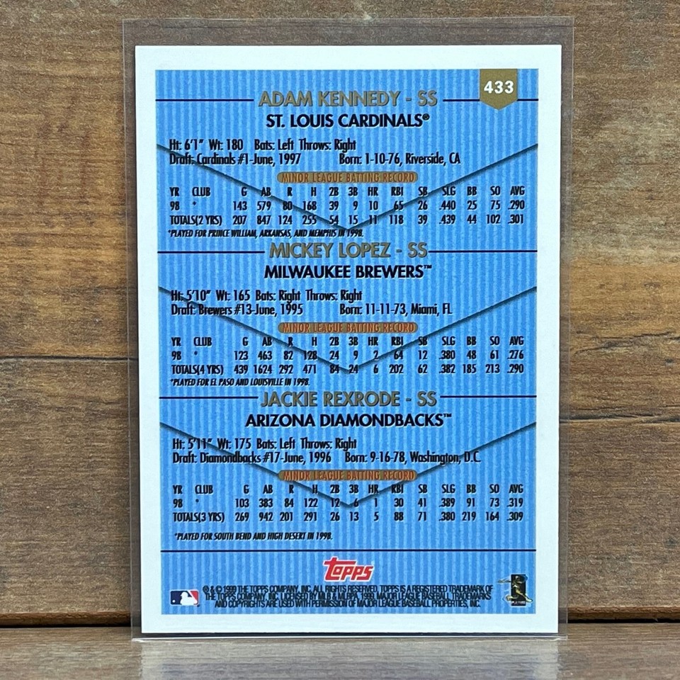 1999 Topps Prospects Baseball Card #433 Adam Kennedy Mickey Lopez ...