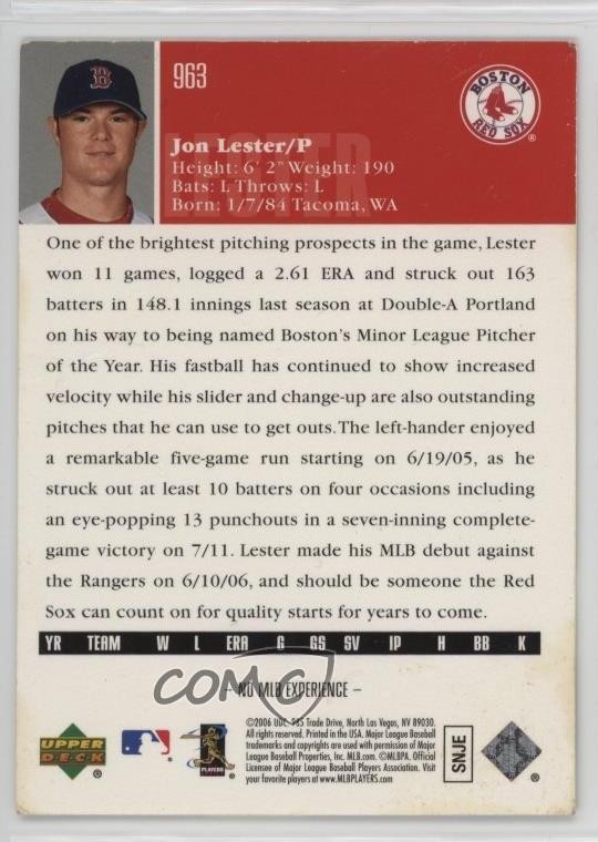 2006 Upper Deck Jon Lester #963 1d07 | eBay UK