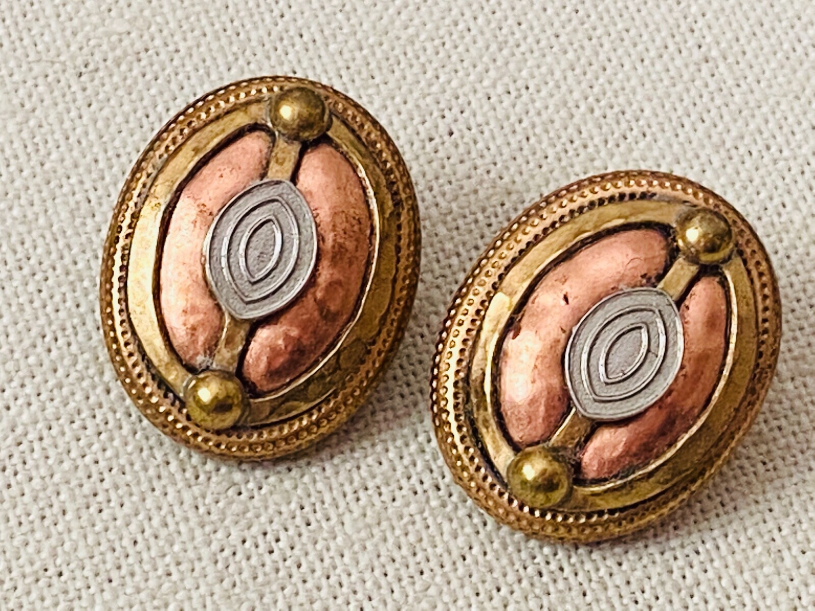 Vintage Marjorie Baer MB SF Copper Mixed Metals Earri… - Gem