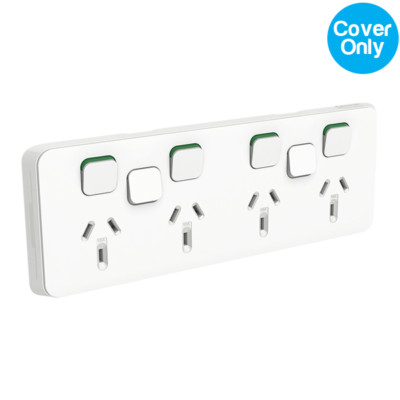 Clipsal Iconic Quad Powerpoint 10A with 2 x Extra Switch Skin Vivid ...