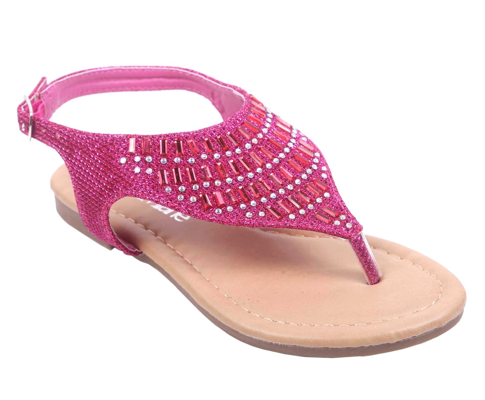 3 Color Blink Glitter Kids T-Strap Sandals Rhinestone Girls Youth ...