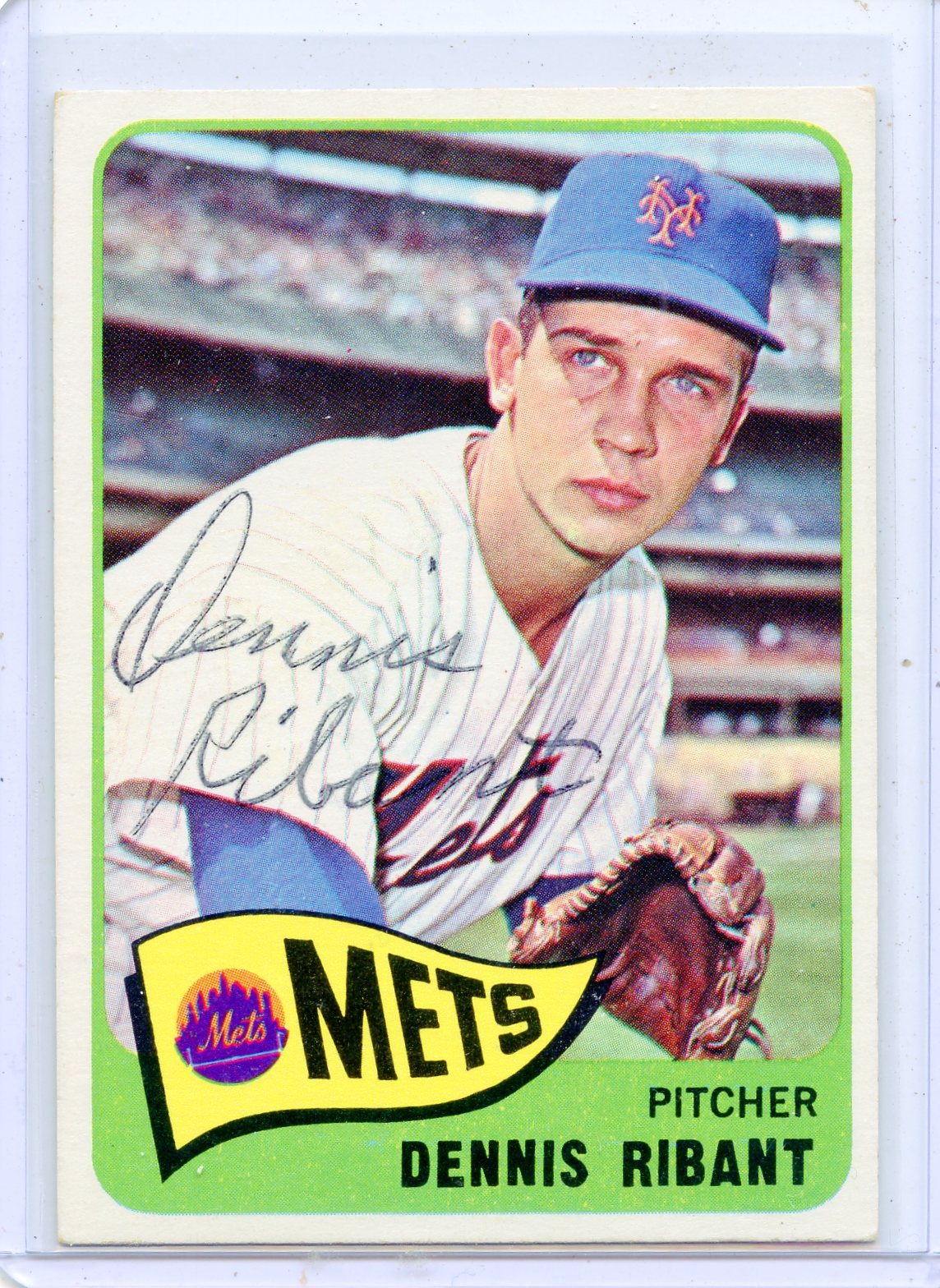 1965 TOPPS BASEBALL #73 DENNIS RIBANT, AUTOGRAPH, NEW YORK METS 010818 ...