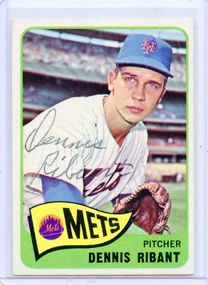 1965 TOPPS BASEBALL #73 DENNIS RIBANT, AUTOGRAPH, NEW YORK METS 010818 ...