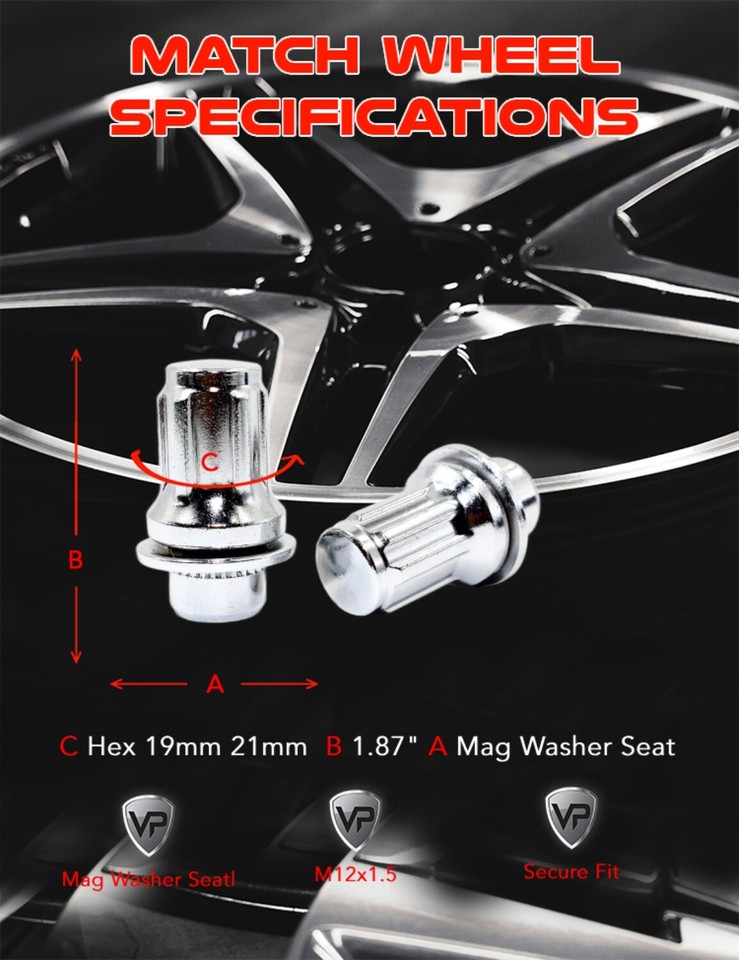 4 Chrome 12x1.5 1.8 OEM Factory Mag Wheel Locks 2 Keys for Toyota ...