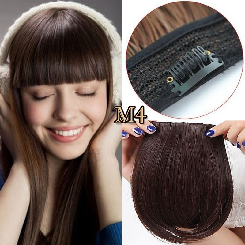 US Stock Side Bangs Clip on Neat Bang Fringes Clip in Hair Extensions ...