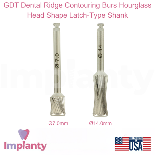 GDT Dental Ridge Contouring Burs Hourglass Head Shape Latch-Type Shank ...
