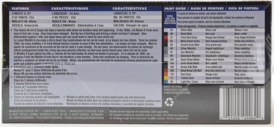 Revell 1930 Ford Model A Coupe 2-In-1 1/25 Scale Plastic Model Car Kit ...