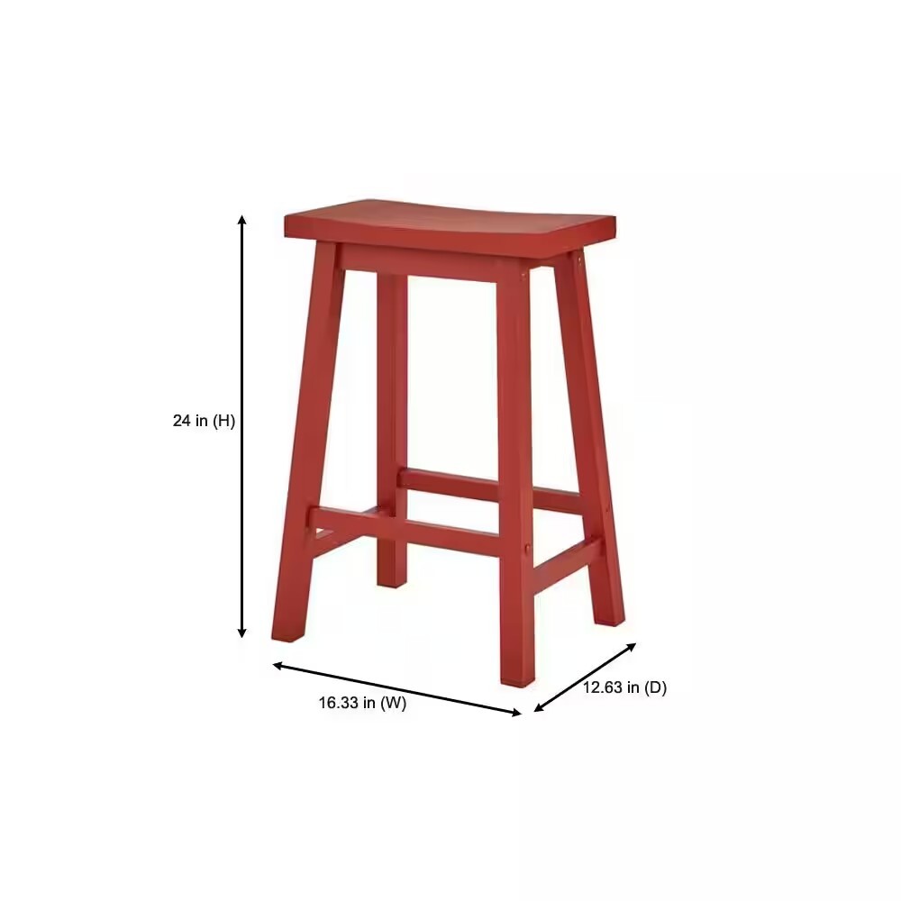 StyleWell SH0202167SGH03 Chili Red Wood Backless Saddle Stools (2-Pair ...