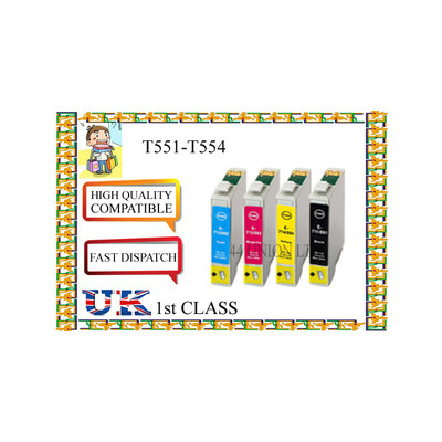 12 INK CARTRIDGES FOR EPSON Printer E-551 E-552 E-553 E-554 NONORIGINAL ...
