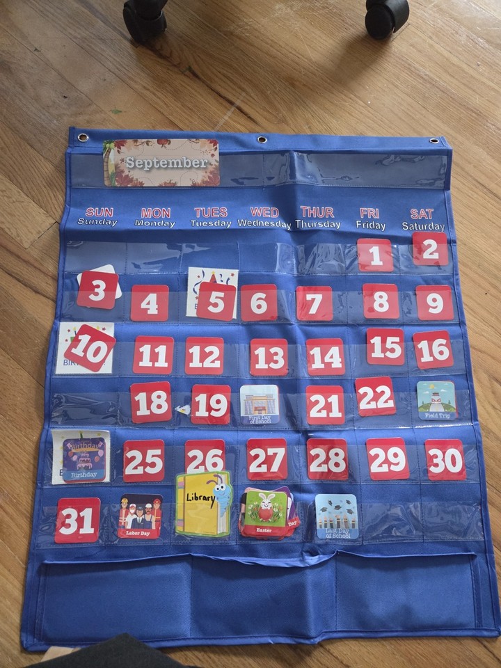 Classroom Calendar Pocket Chart Elementary Homeschool Preschool ...