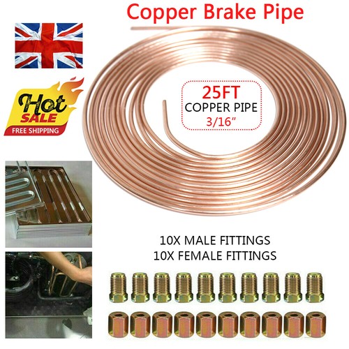 Copper Plated Brake Pipe 25ft 3/16" Kunifer Cunifer Nickel Line Roll ...