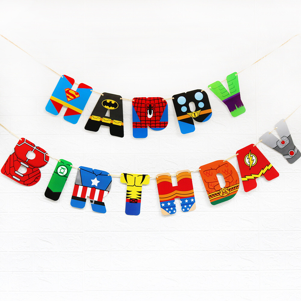 Toddler Superhero Birthday Banner TWO Pack Superhero Baby Shower