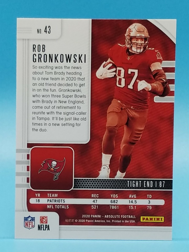 2020 Panini Absolute Rob Gronkowski #43 Tampa Bay Buccaneers 🔥🔥 | eBay