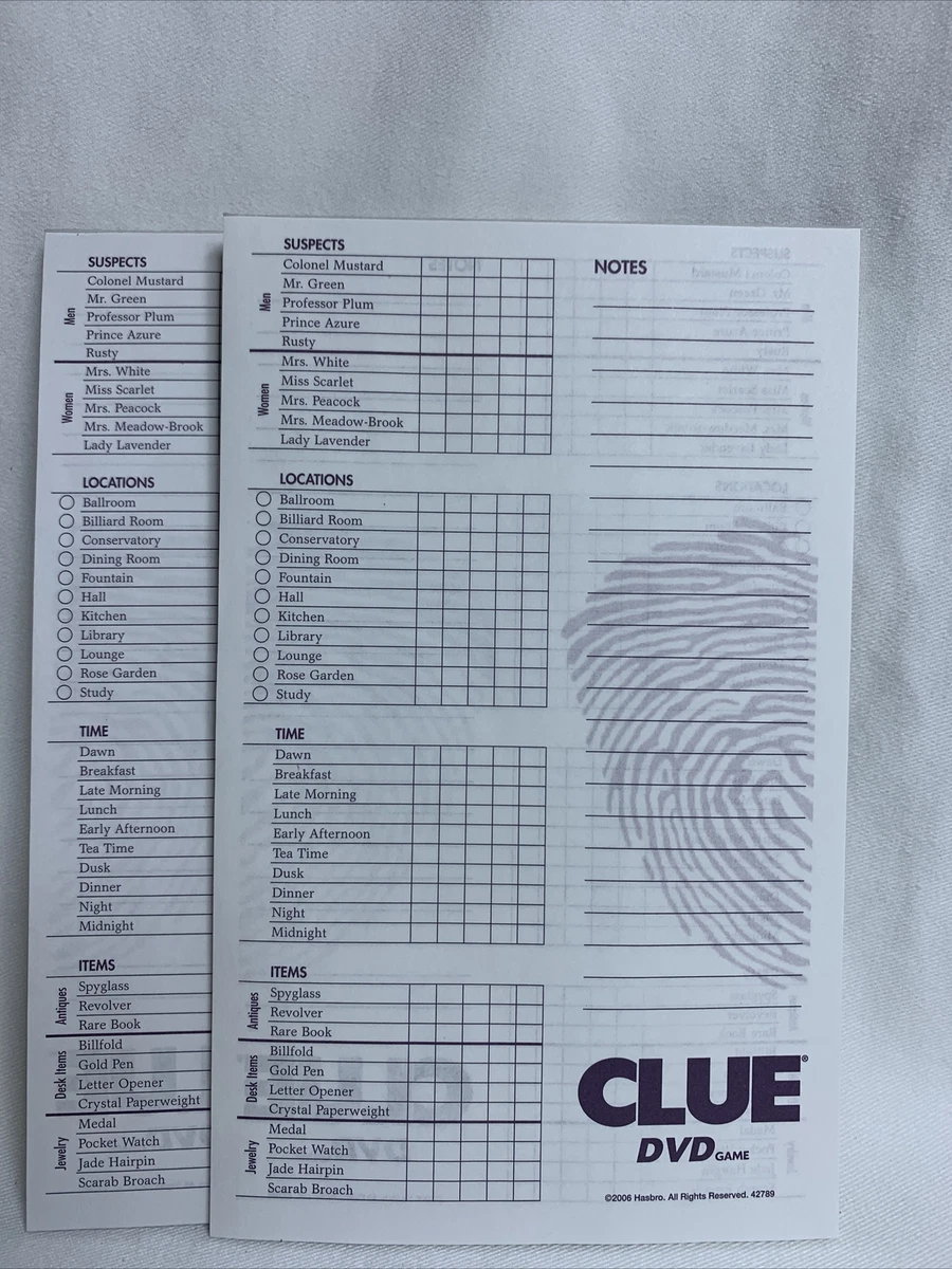 Clue Detective Notepad