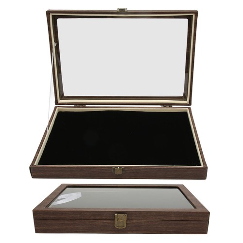Pin Display Case Large Black PU Leather Dustproof Glass Widely Used ...