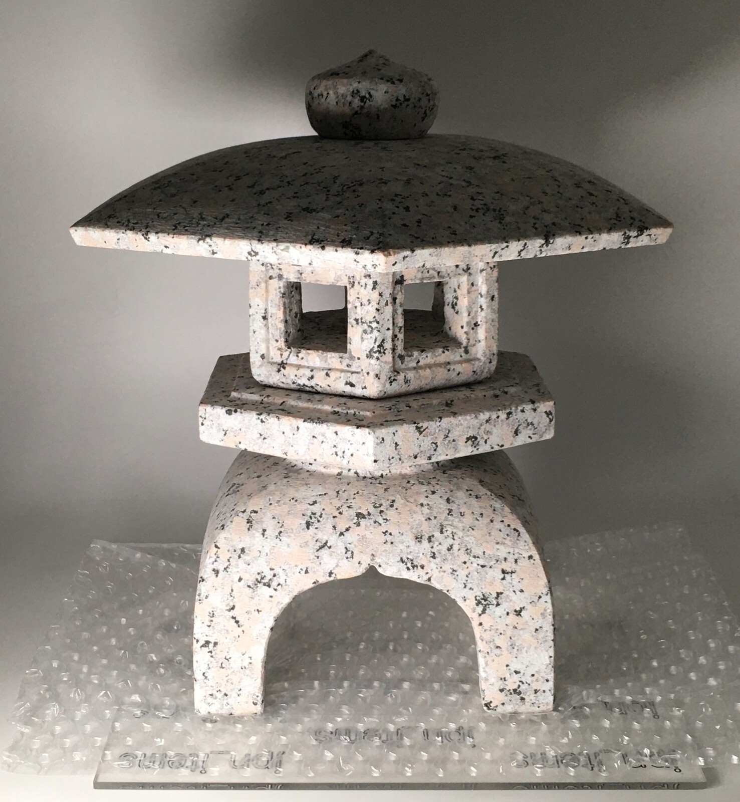 Pink Gray Stone Lantern Tourou Miniature Granite Japanese Garden ...