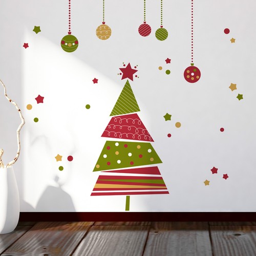 Wandsticker Wandtattoo Aufkleber Wand Deko Weihnachten Weihnachtsbaum ...