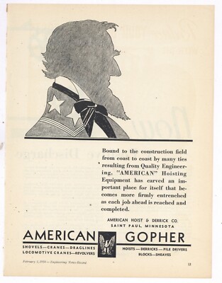 1938 American Hoist & Derrick Ad: American Gopher Crane -Pepin County ...
