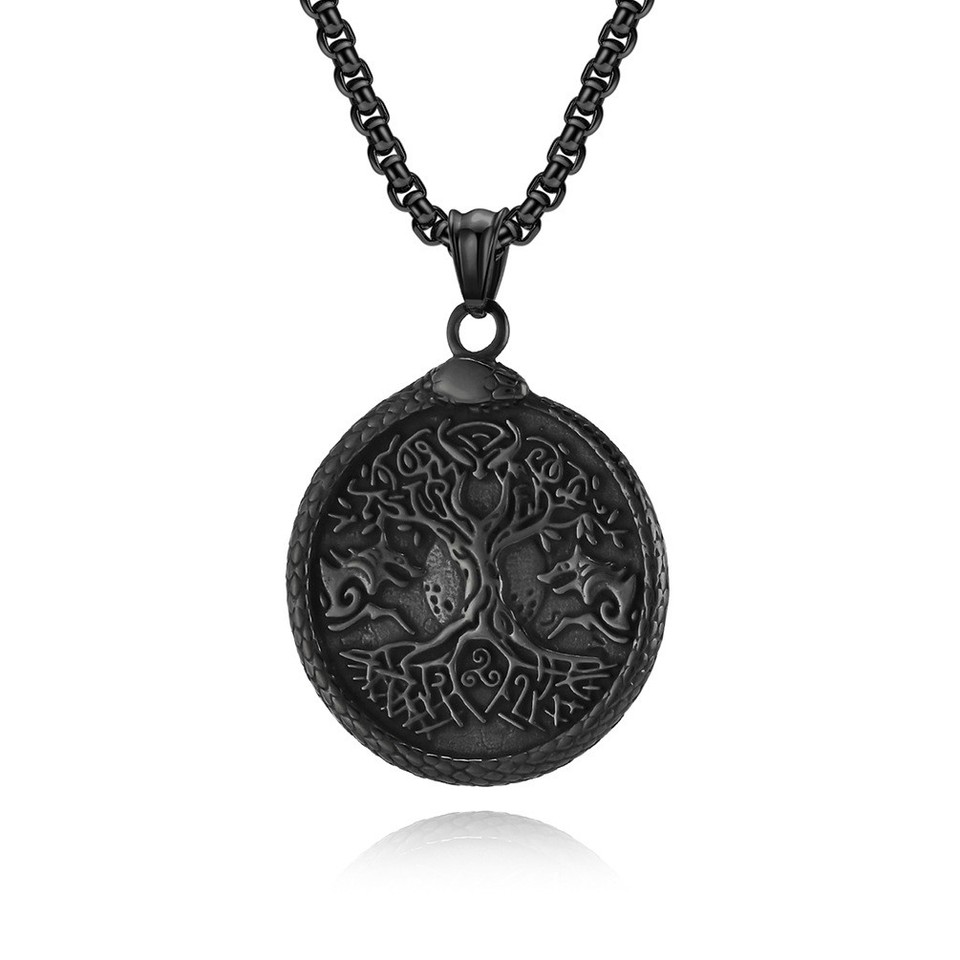 Men Women Viking Necklace Stainless Steel Odin Raven Yggdrasill Pendant ...