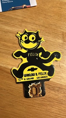 Chevrolet Felix The Cat License Plate Topper Chevy Car Truck Enamel ...