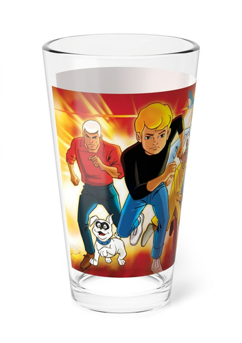 Jonny Quest Pint Glass, 16oz - Race Bannon, Hadji, Bandit - Popular ...