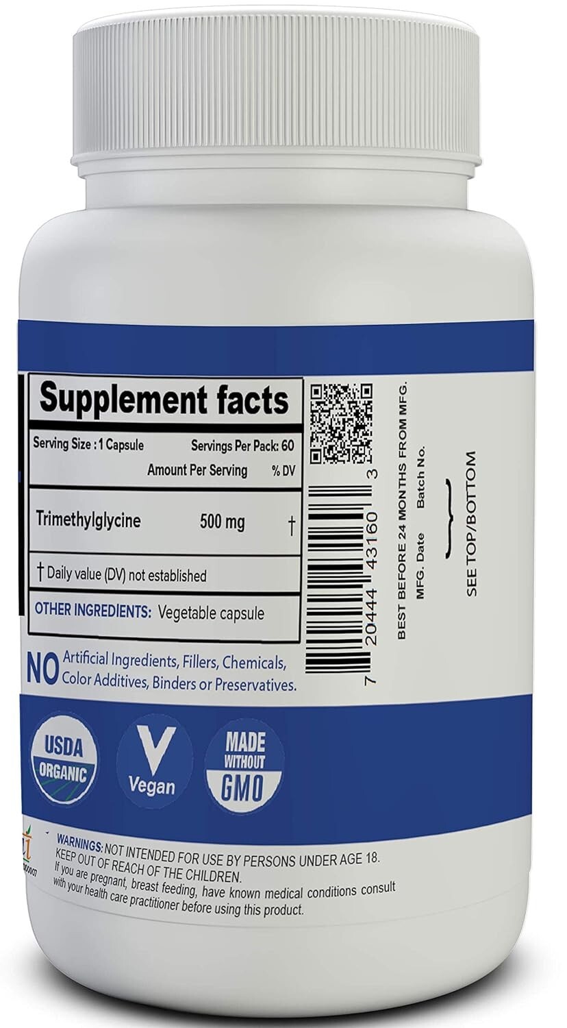 NutriJa Trimethylglycine TMG Liver & Cardiovascular Health 500MG 60 ...